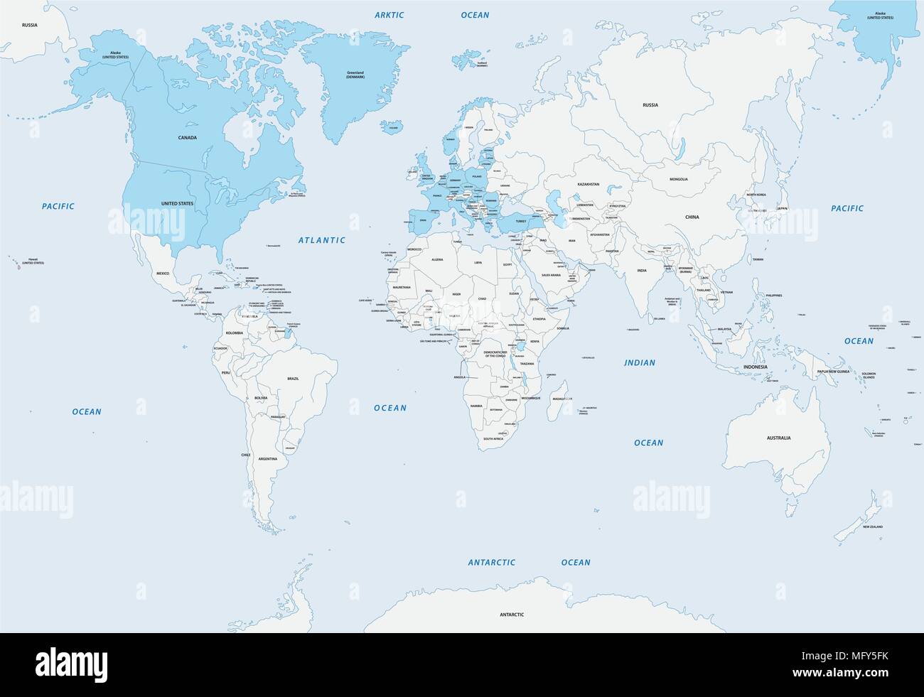 Gli stati membri della NATO mappa vettoriale Immagine e Vettoriale - Alamy