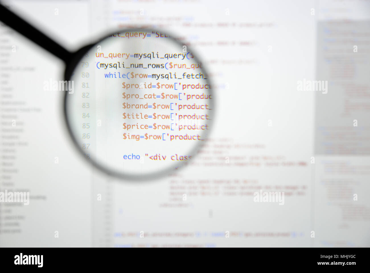 Vero e proprio codice PHP sviluppo di schermo. Flusso di lavoro di ...