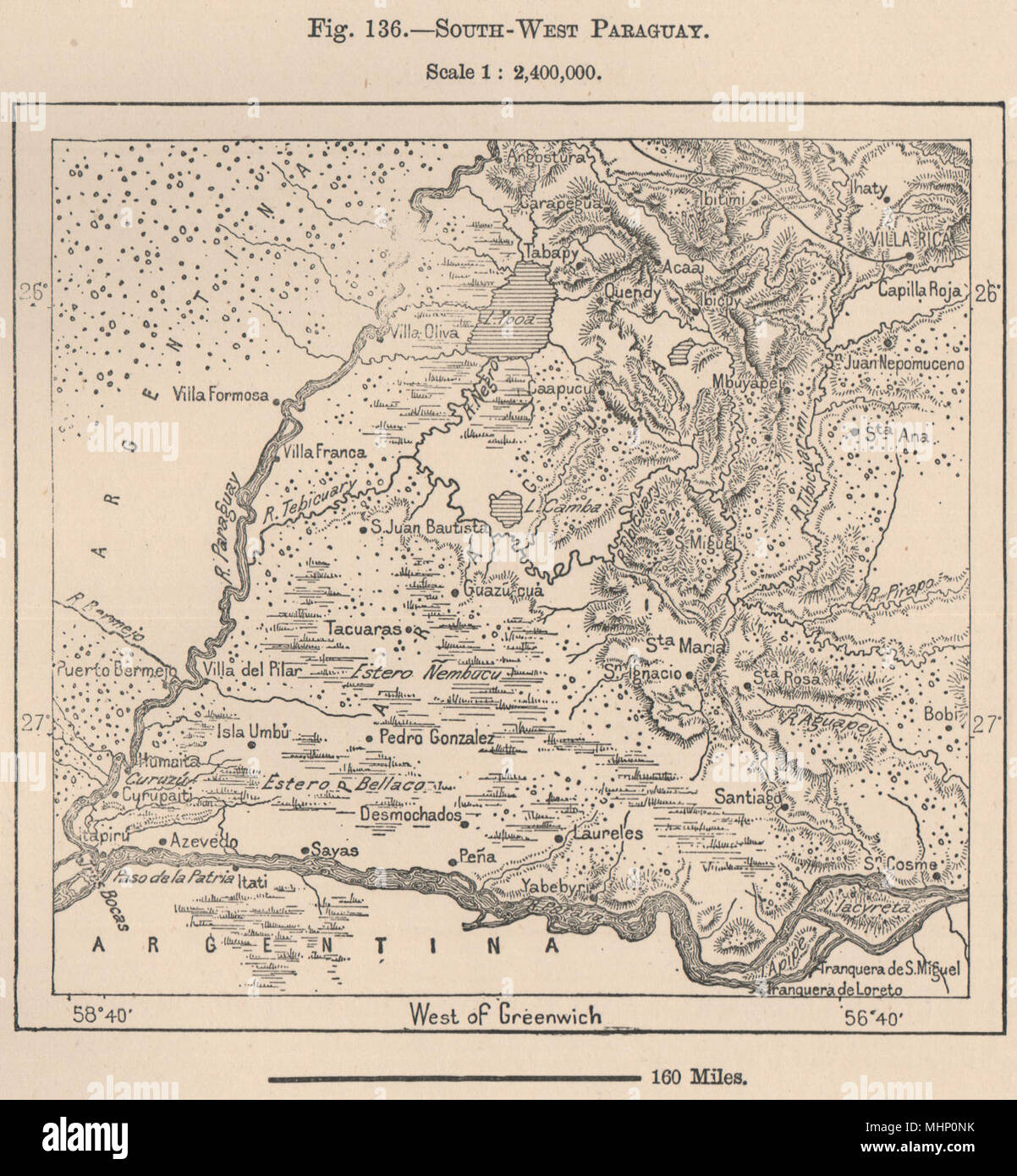 Mappa vintage del paraguay immagini e fotografie stock ad alta ...