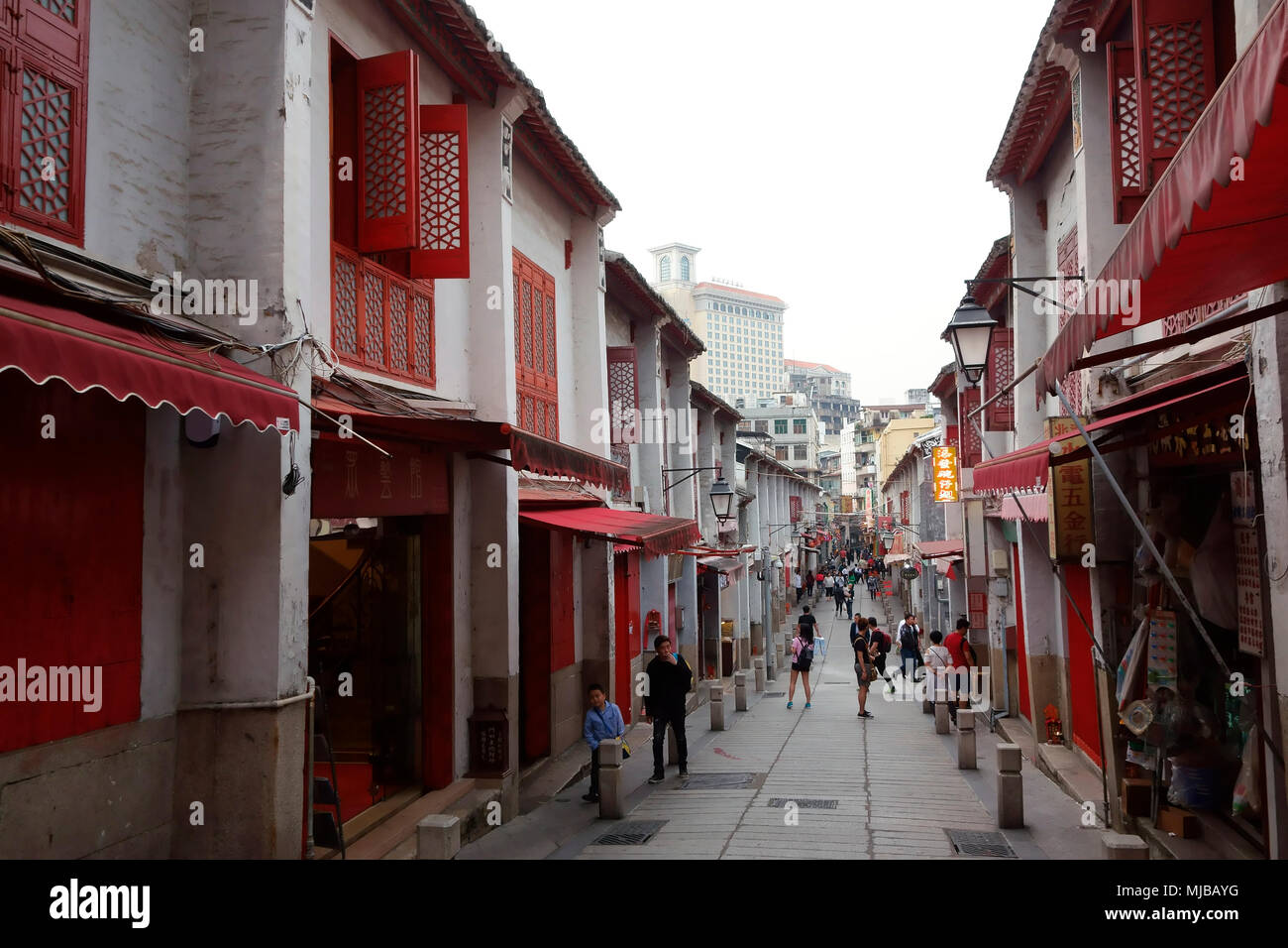 La strada della felicità, Rua da Felicidade, Macau principale del quartiere a luci rosse, Macao ...
