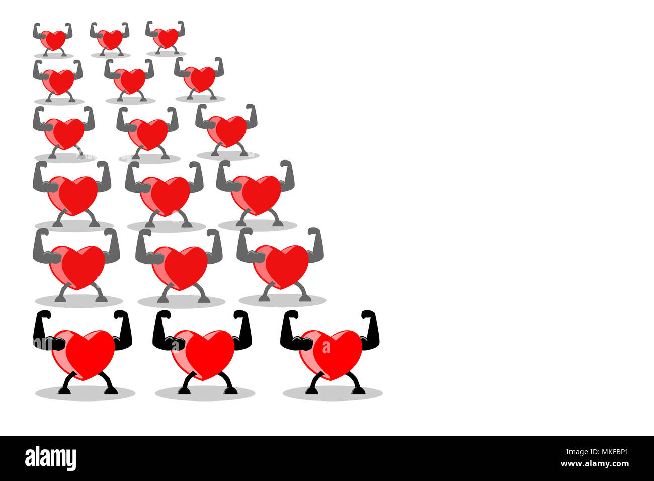 Un sano cuore rosso ai membri del team di esercizio e che mostra i ...