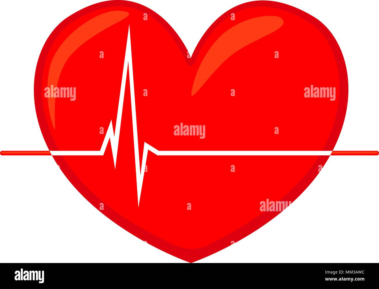 Coloratissimo cartone animato cuore sano cardiogram isolati su sfondo ...