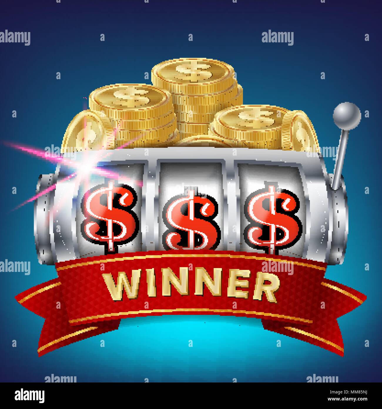 Slot Machine vettore Banner. Vincere Jackpot nel gioco slot machine ...