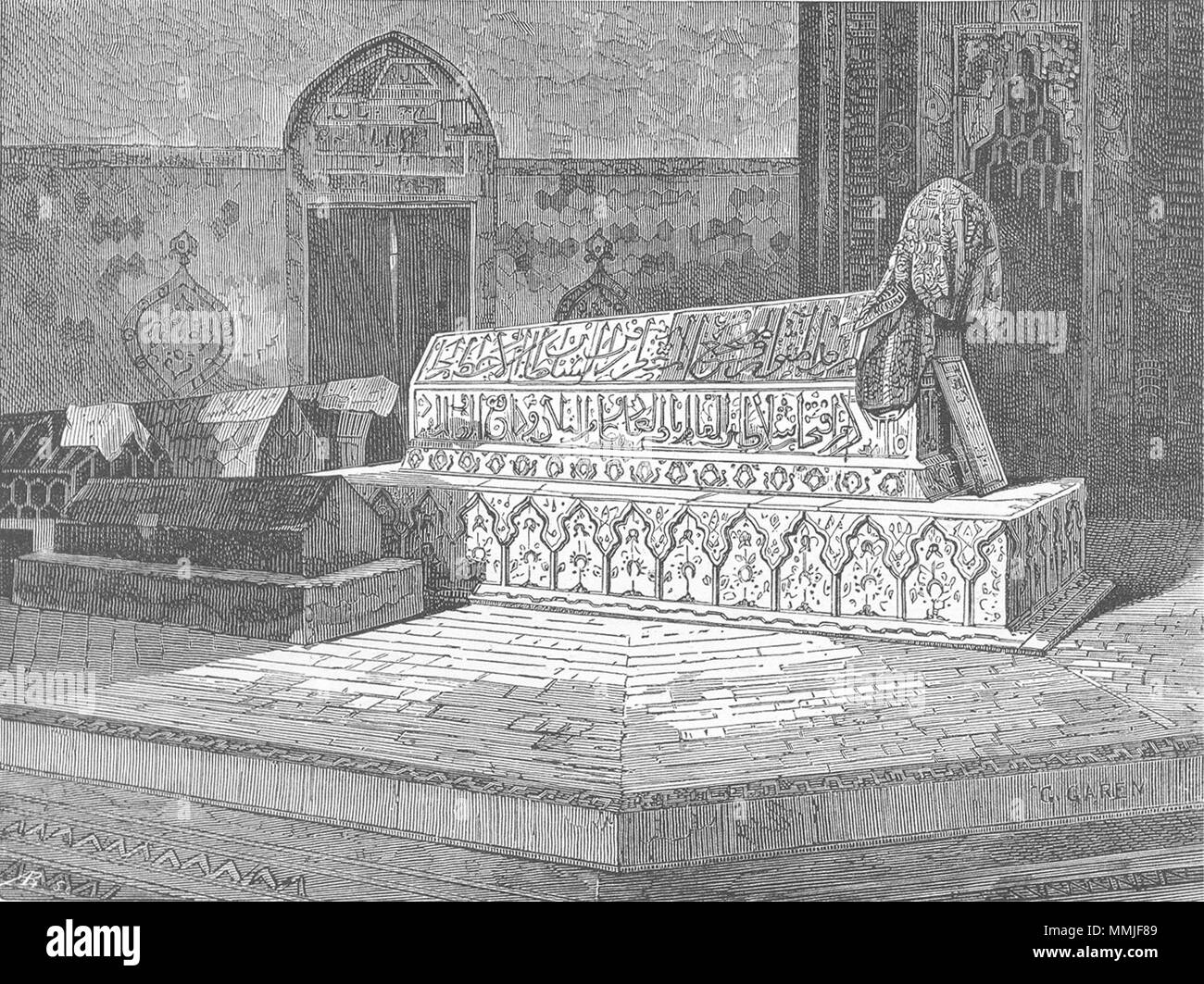 BRUSSA. Tomba di Maometto II, la Moschea Verde a c1885 antica immagine ...