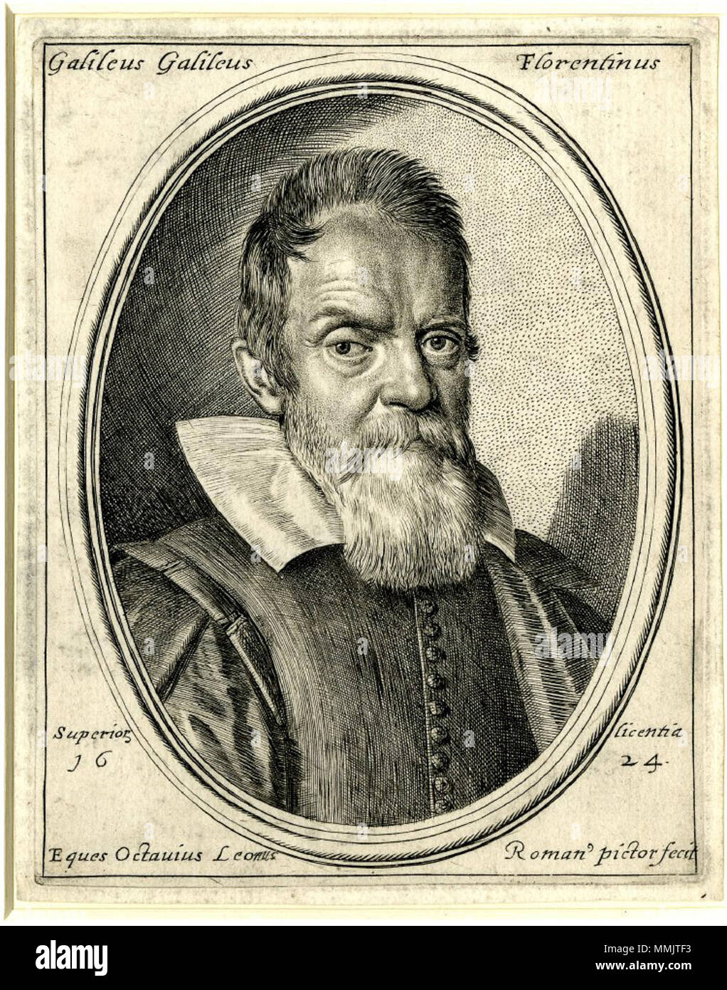 . Ελληνικά: Ο Γαλιλαίος Γαλιλέι, πορτρέτο από τον Οττάβιο Λεόνι. Inglese: Galileo Galilei ...