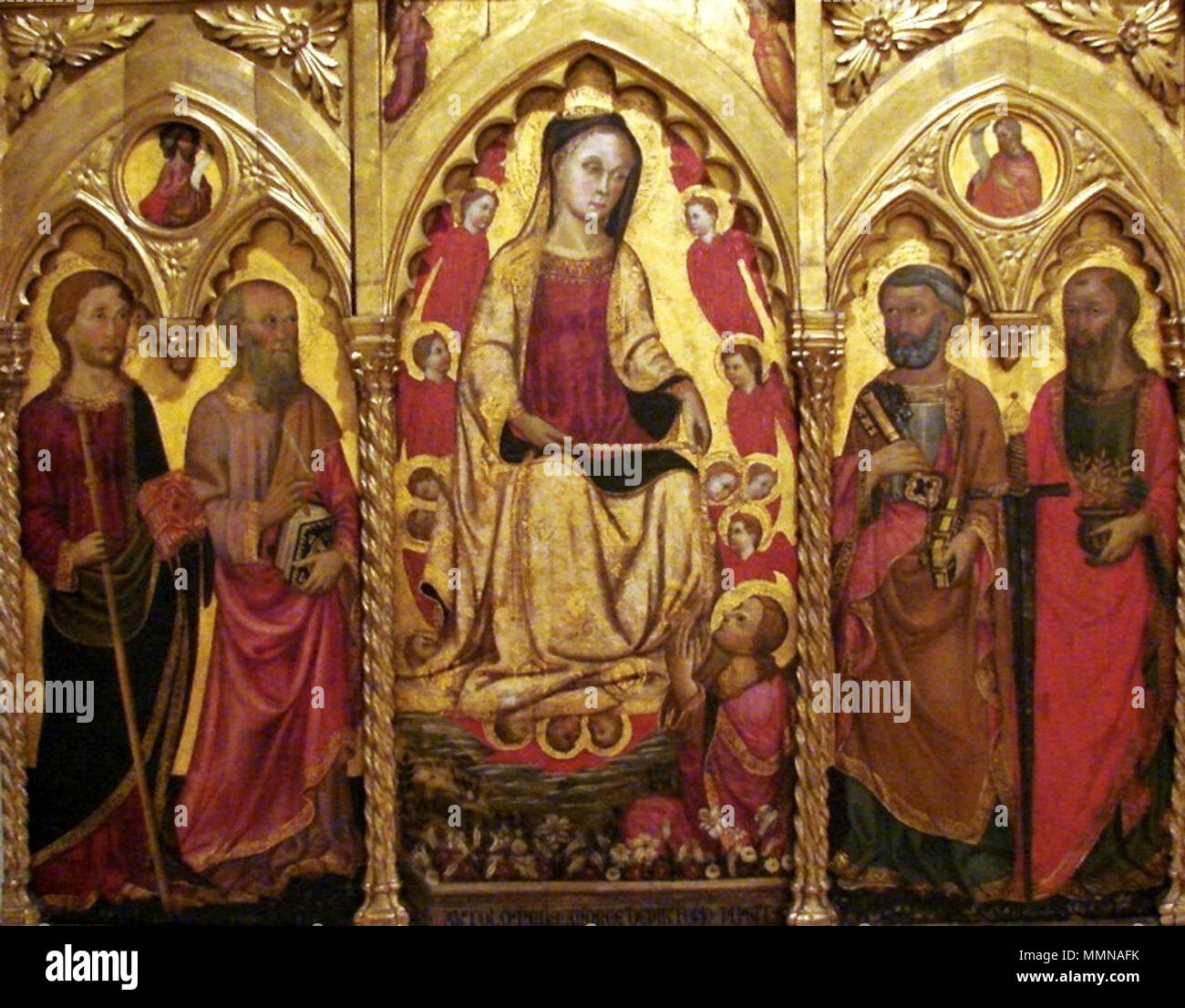 Madonna in trono con angeli e apostoli.. Prima metà del XV secolo ...
