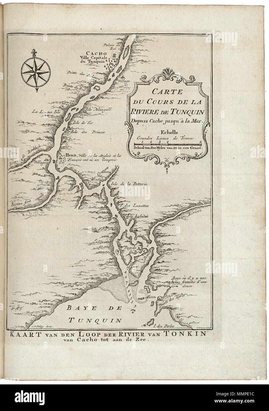 . Nederlands: Kaart van de loop van de rivier Tonquin. Kaart van den ...