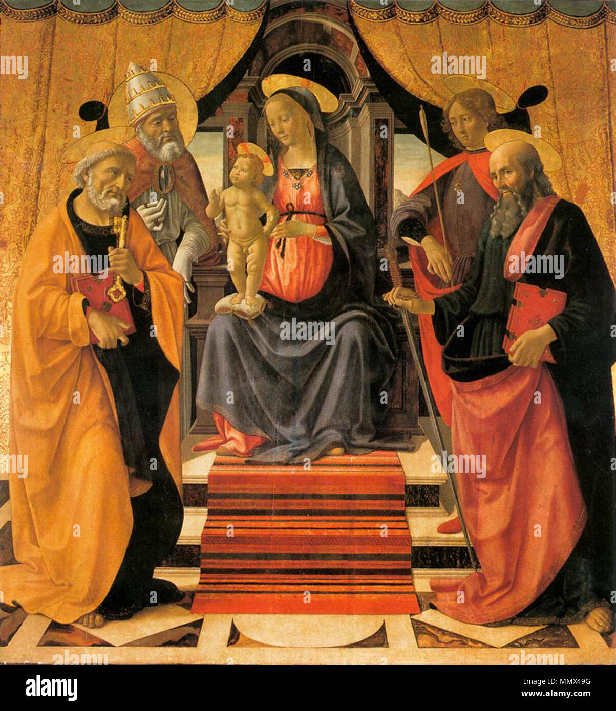 Inglese: Madonna in trono col Bambino tra i Santi . circa 1479. Domenico Ghirlandaio, Madonna in ...