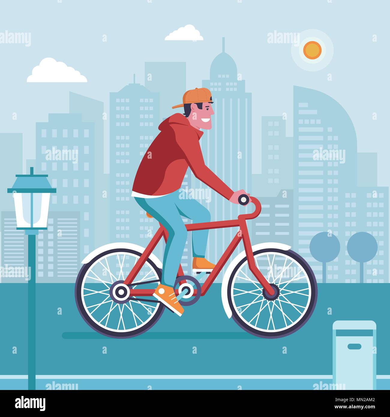 Vector Illustration Cartoon Cyclist Immagini e Fotos Stock - Alamy