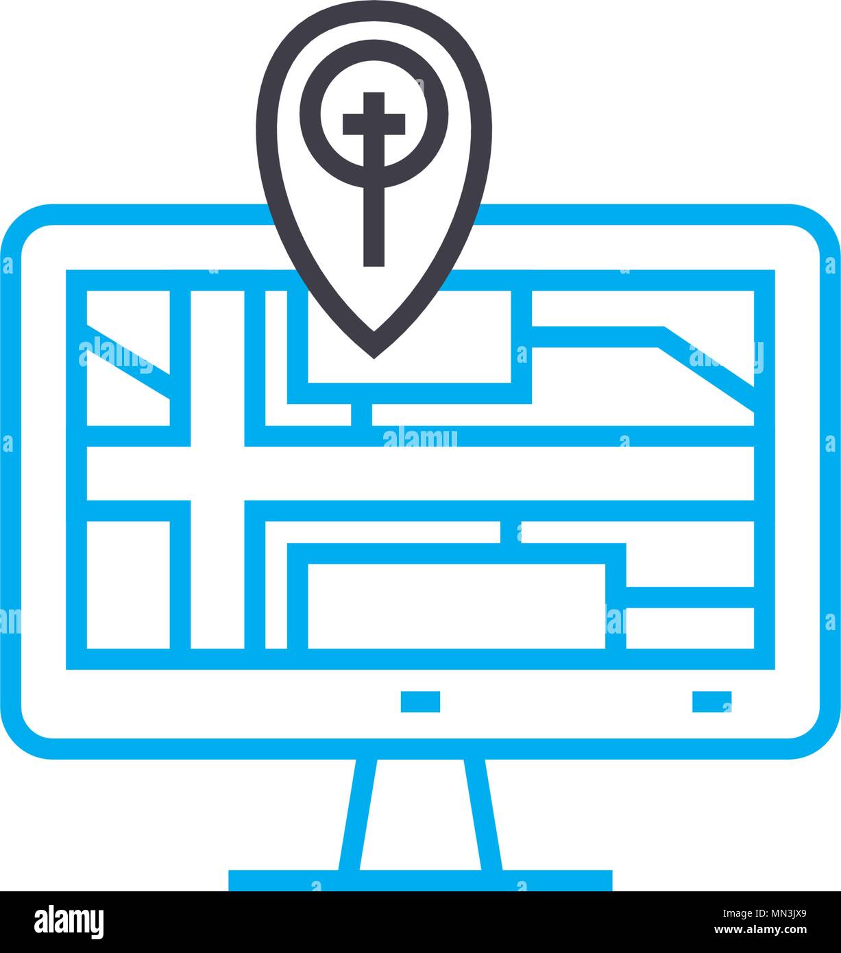 Consegna vettore di localizzazione di una linea sottile icona tratto ...