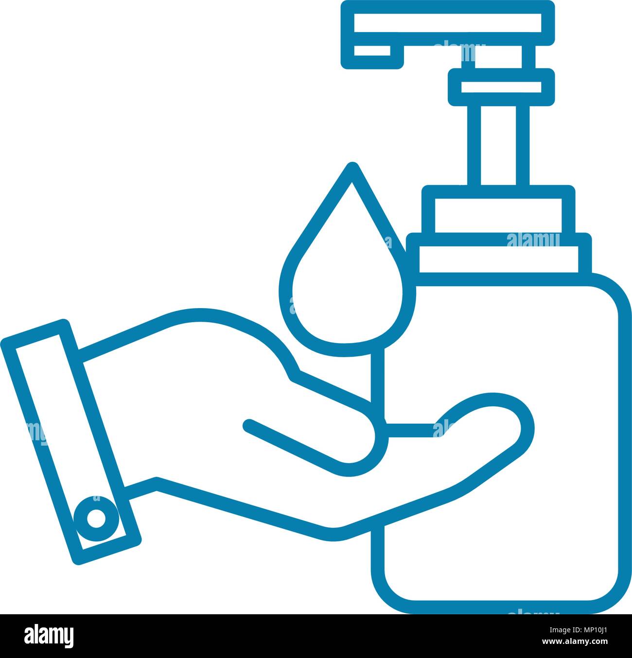 Igiene delle mani icona lineare concetto. Igiene delle mani linea segno ...