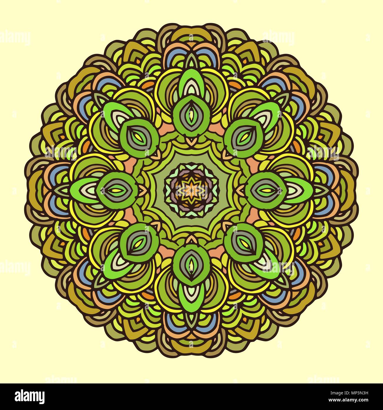 Mandala pattern colorati su sfondo chiaro. Cerchio geometrico motif per ...