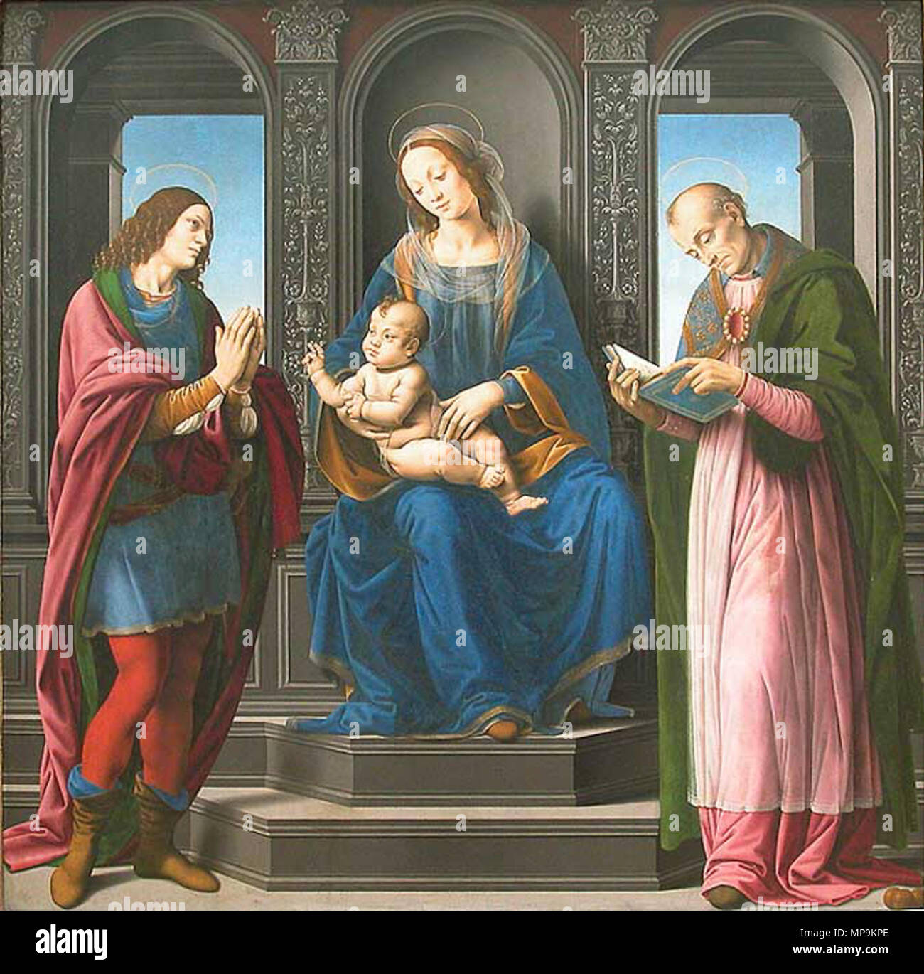 La Vergine e il bambino con San Giuliano e San Nicola di Myra. Italiano: pittura italiana del ...