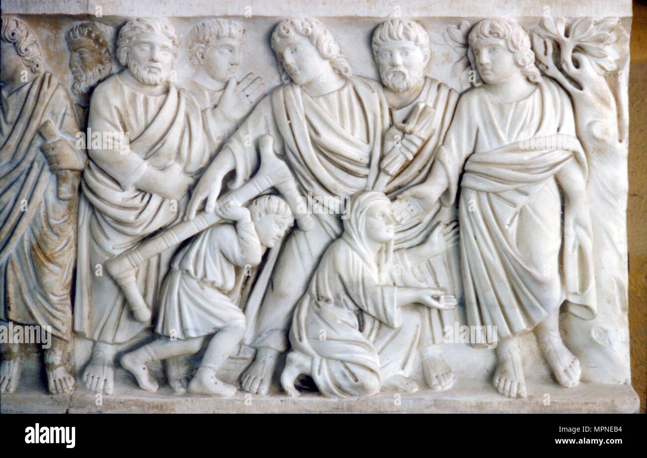 Dei primi Cristiani Sarcofago di Cristo la guarigione dei malati, iv ...