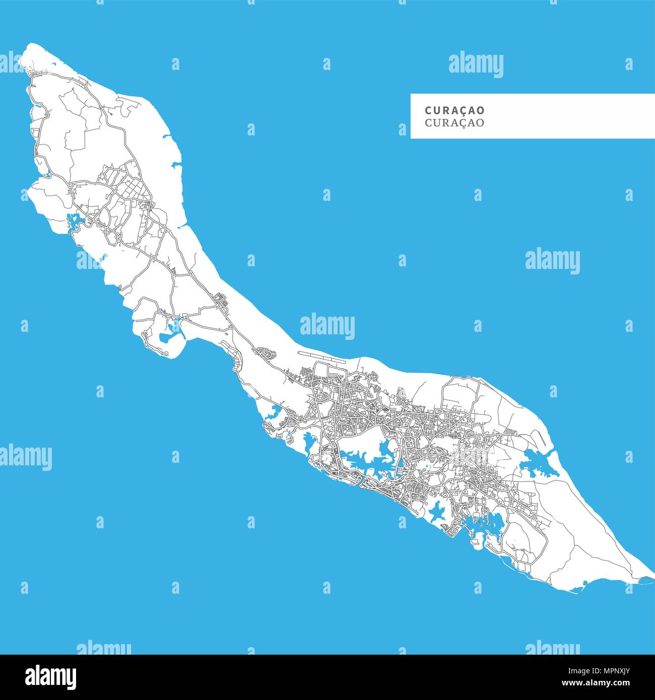 Mappa di Isola di Curacao, Curacao, contiene la geografia delinea per ...