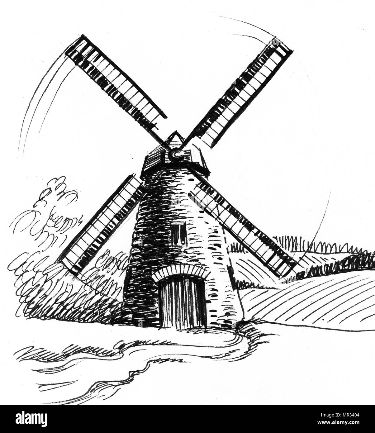 Disegno del mulino Foto e Immagini Stock in Bianco e Nero - Alamy