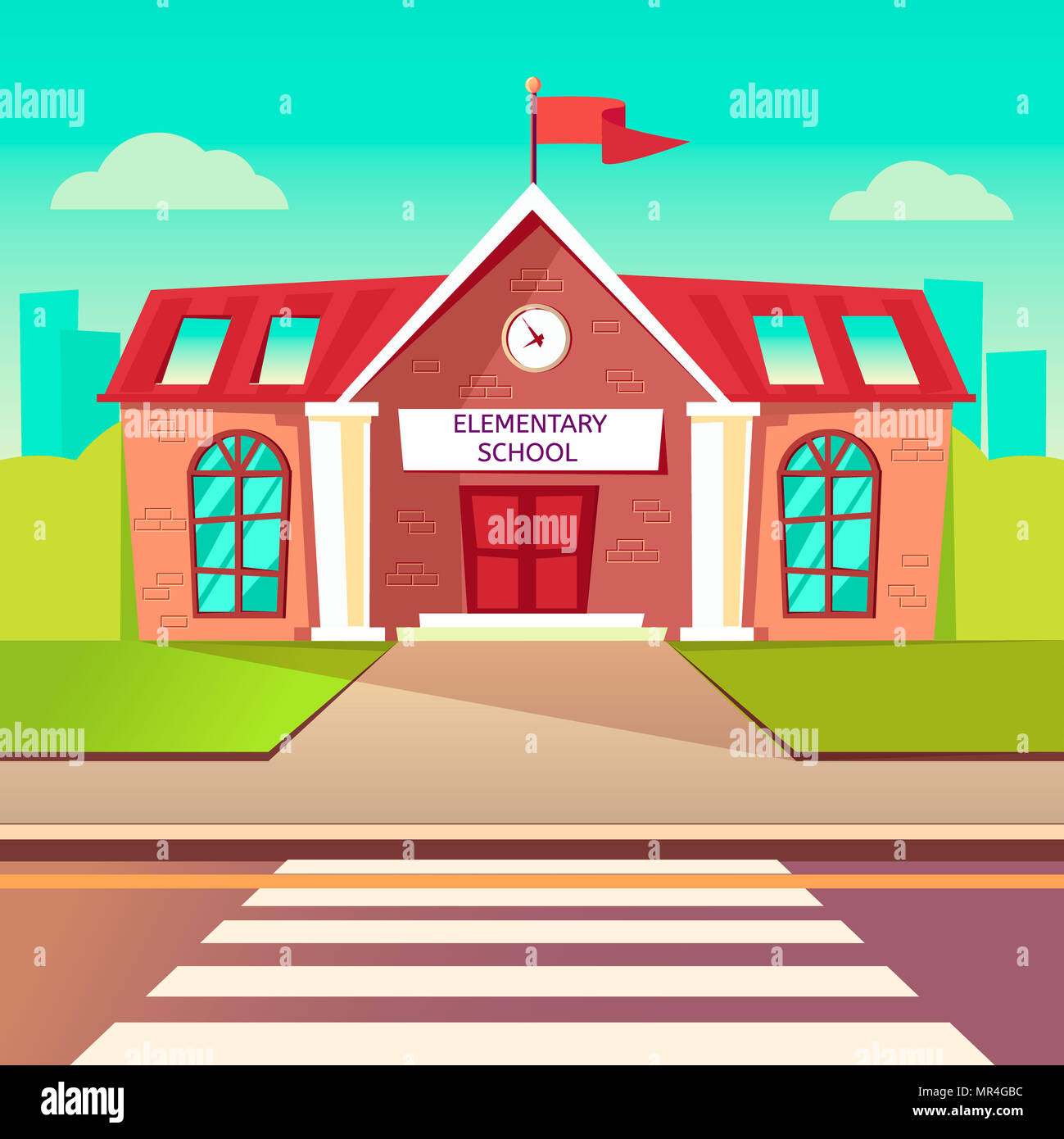 Scuola elementare buildung piana. Si torna a scuola cartoon sfondo ...