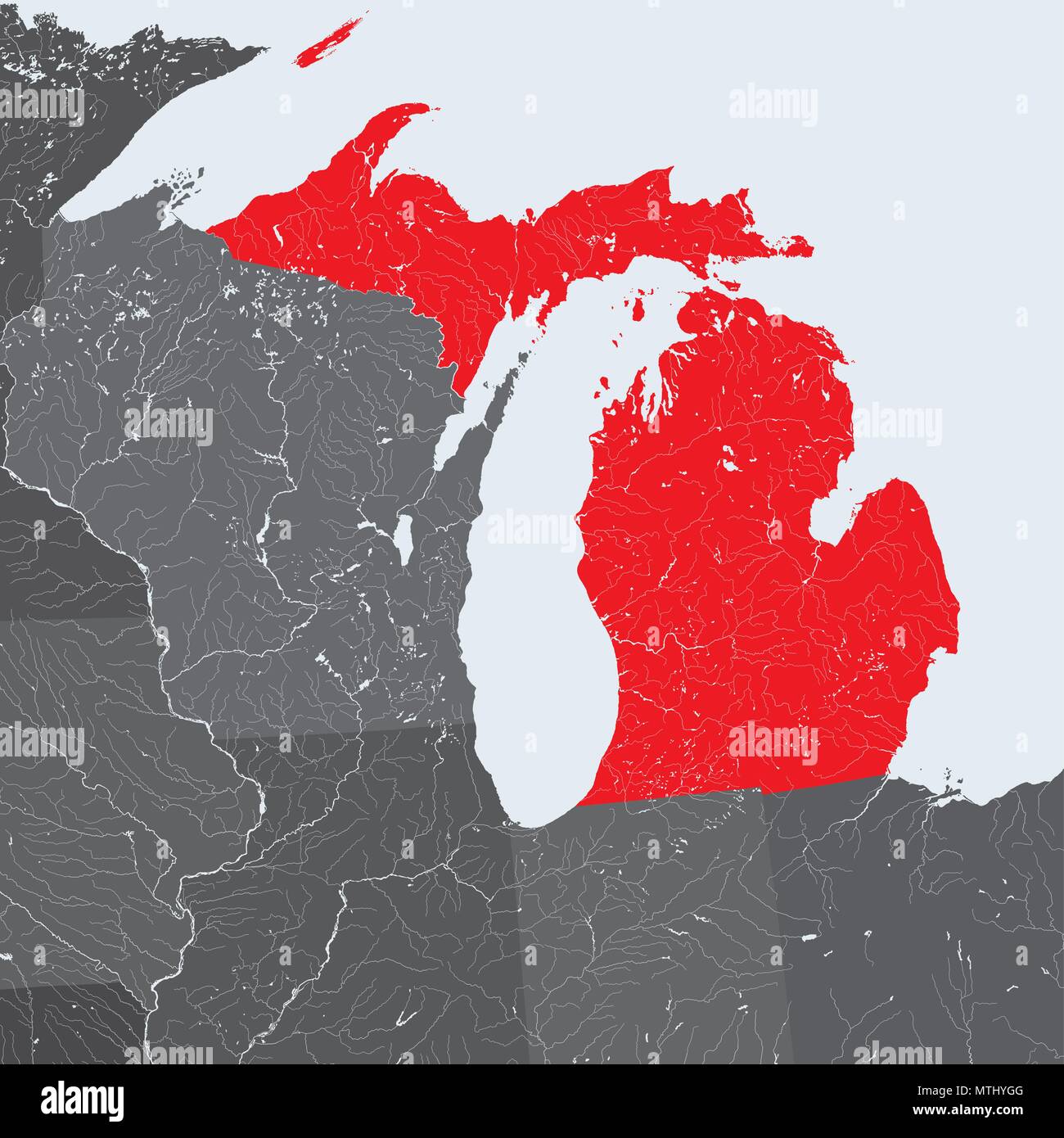 Mappa fisica del michigan immagini e fotografie stock ad alta ...