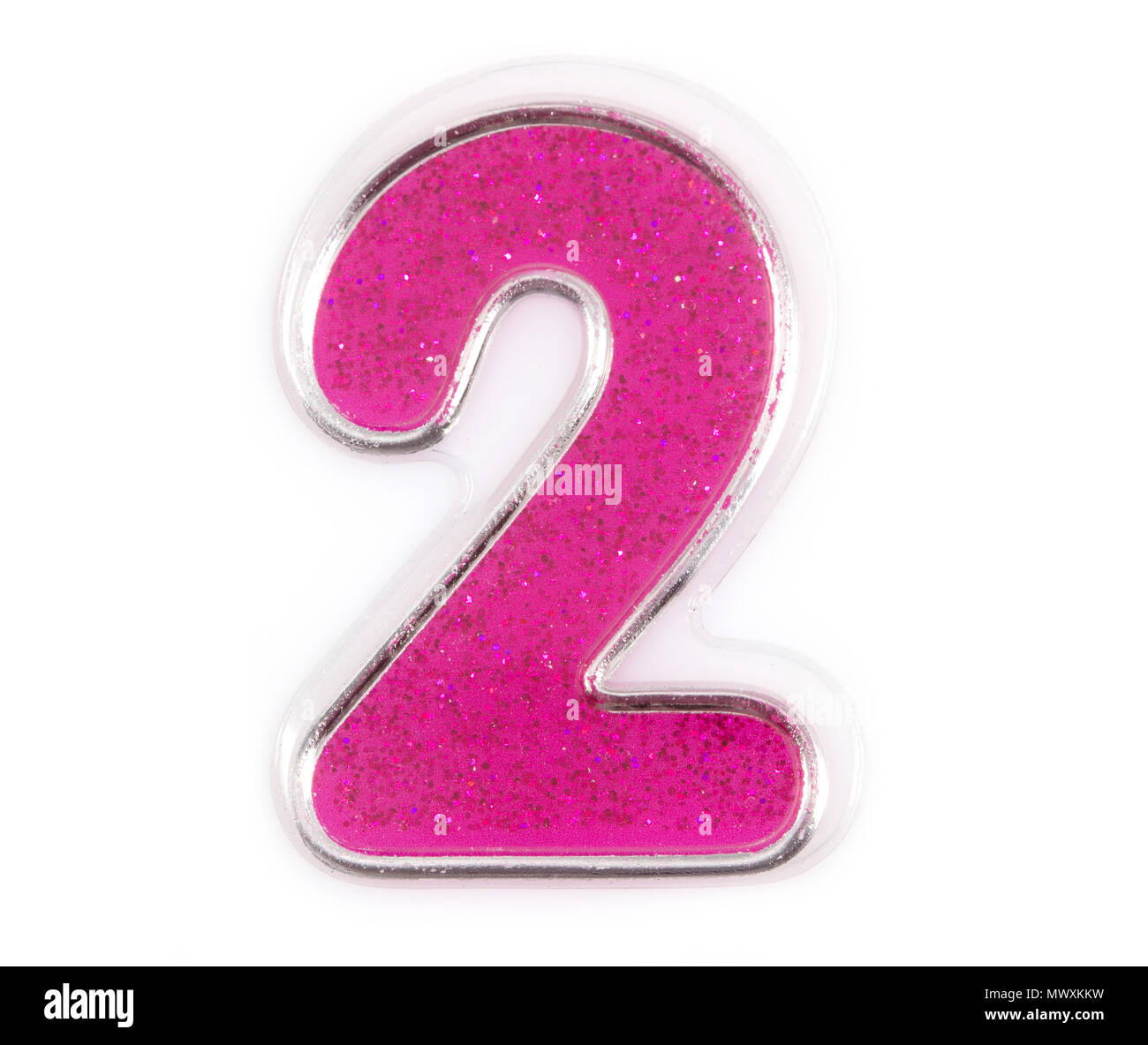 Lettera numero 2 simbolo di colore rosa su sfondo bianco, rosa numero ...