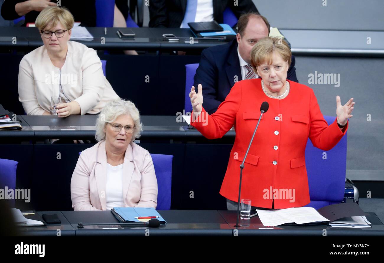 Berlino, Germania. 6 Giugno, 2018. Il cancelliere tedesco Angela Merkel ...