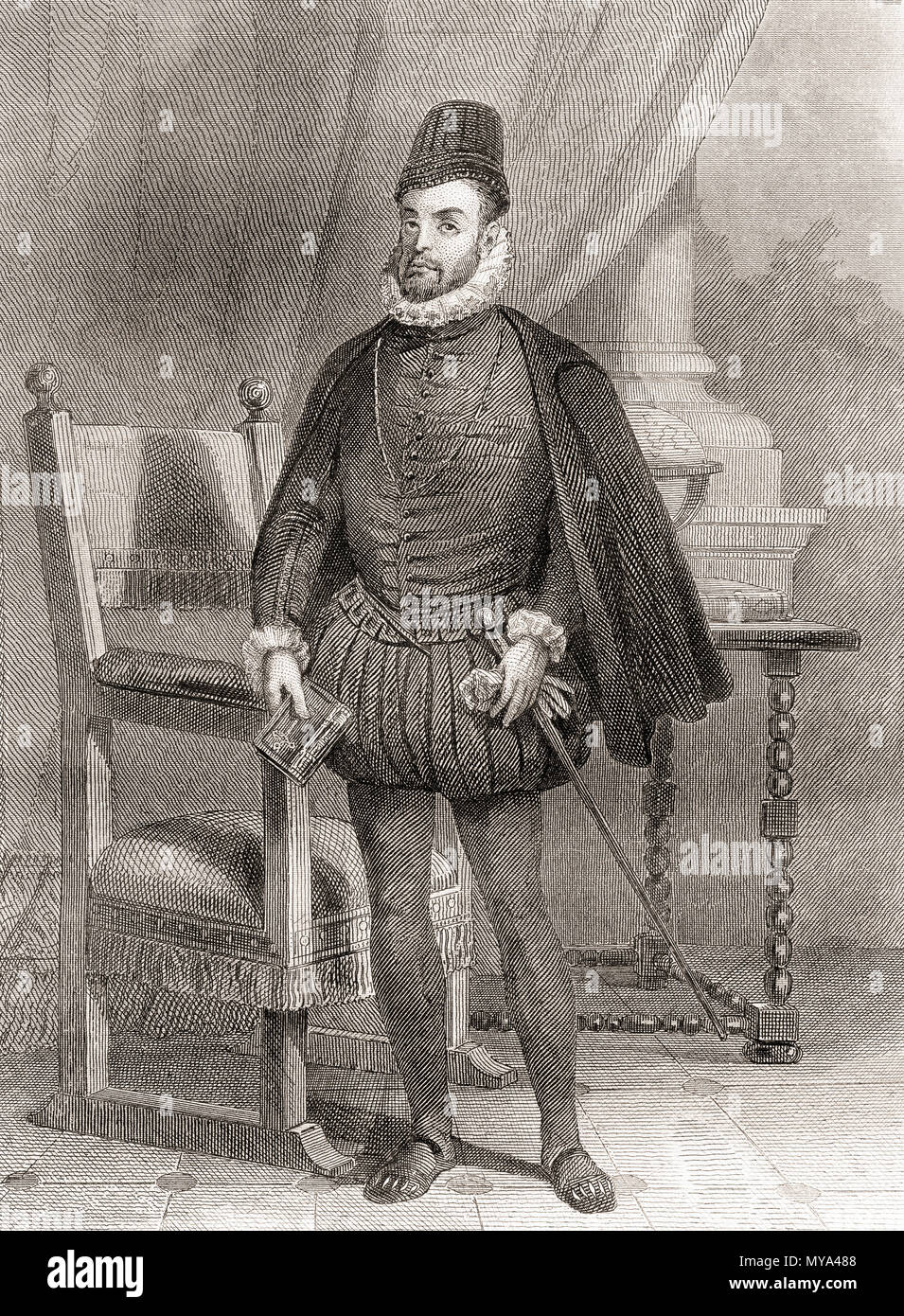 Filippo II di Spagna, 1527 - 1598, denominato "prudente". Il re di ...