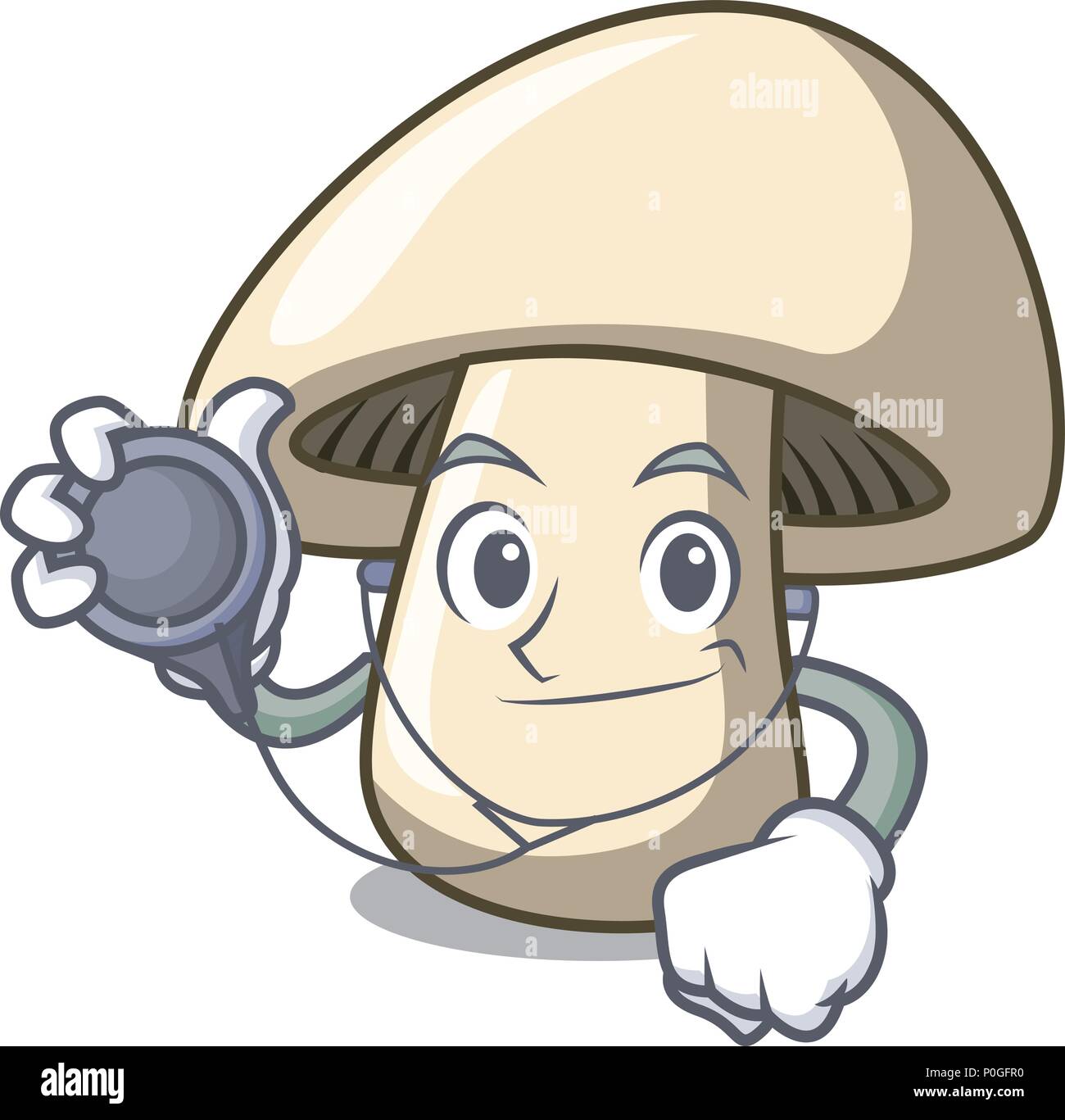 Cartoon happy cute champignon mushroom Immagini Vettoriali Stock - Alamy