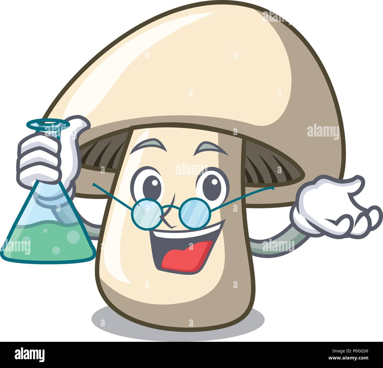 Cartoon happy cute champignon mushroom Immagini Vettoriali Stock - Alamy