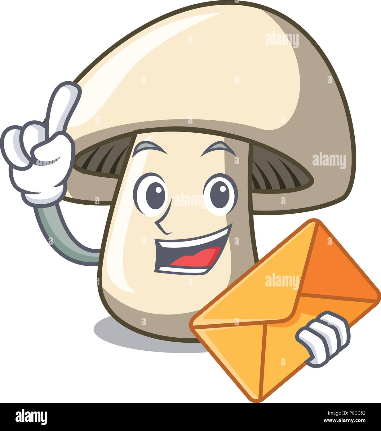 Cartoon happy cute champignon mushroom Immagini Vettoriali Stock - Alamy