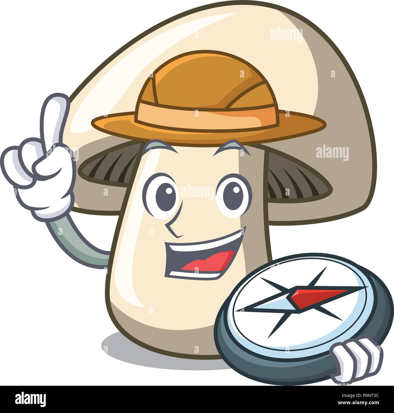 Cartoon happy cute champignon mushroom Immagini Vettoriali Stock - Alamy