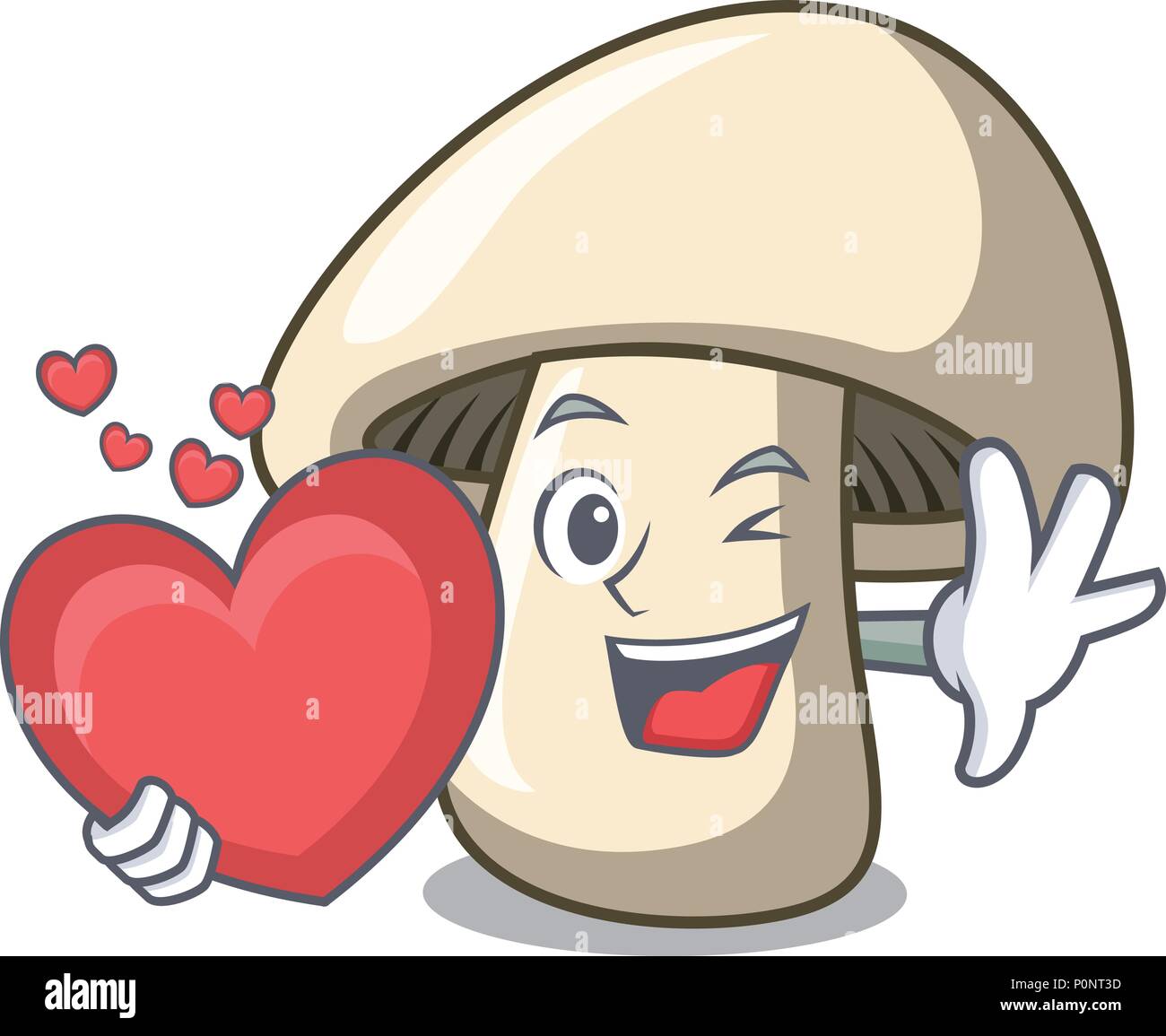 Cartoon happy cute champignon mushroom Immagini Vettoriali Stock - Alamy