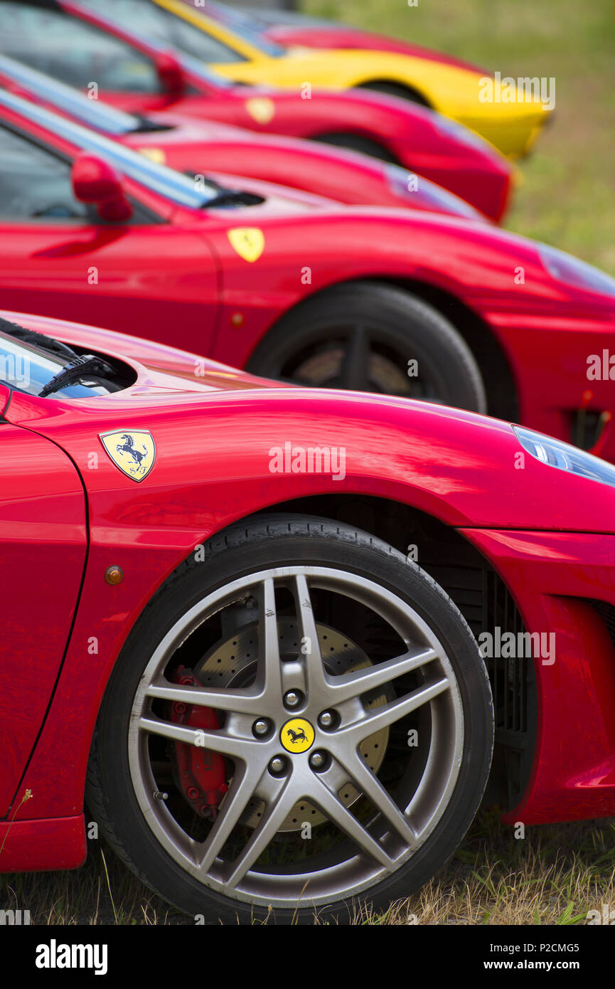 Line up della Ferrari racing cars, cerchi ed emblema della Scuderia ...