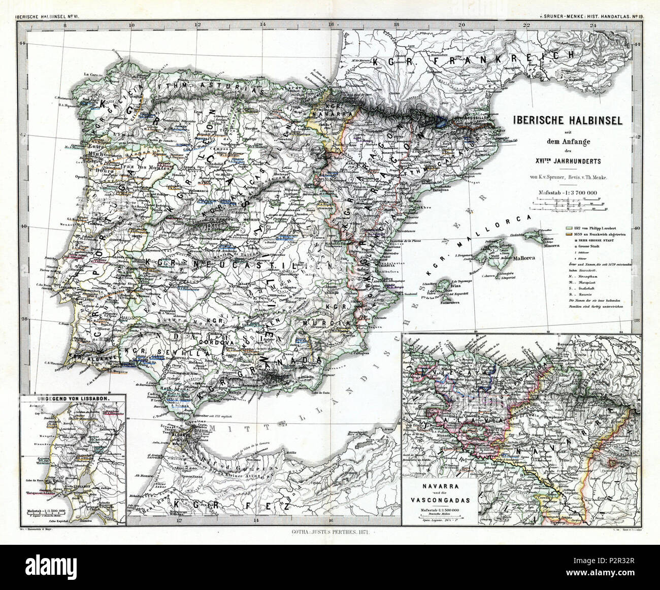 Mappa della penisola iberica immagini e fotografie stock ad alta ...