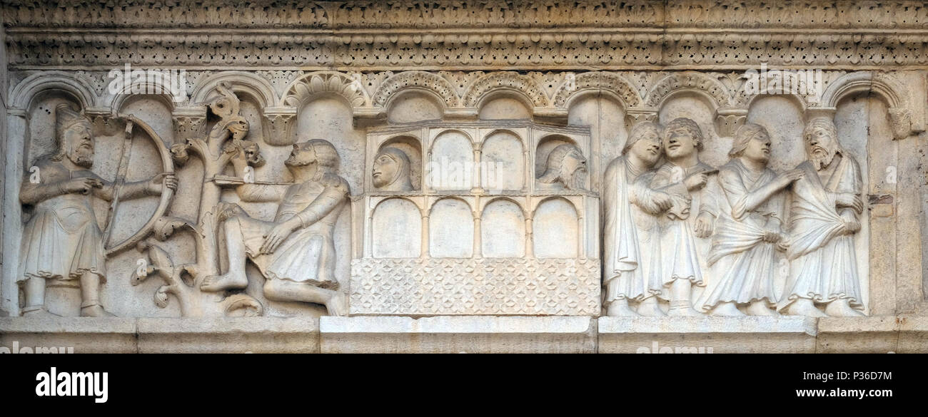 Piastra con Storie della Genesi: uccisione di Caino e l'Arca di Noè ...