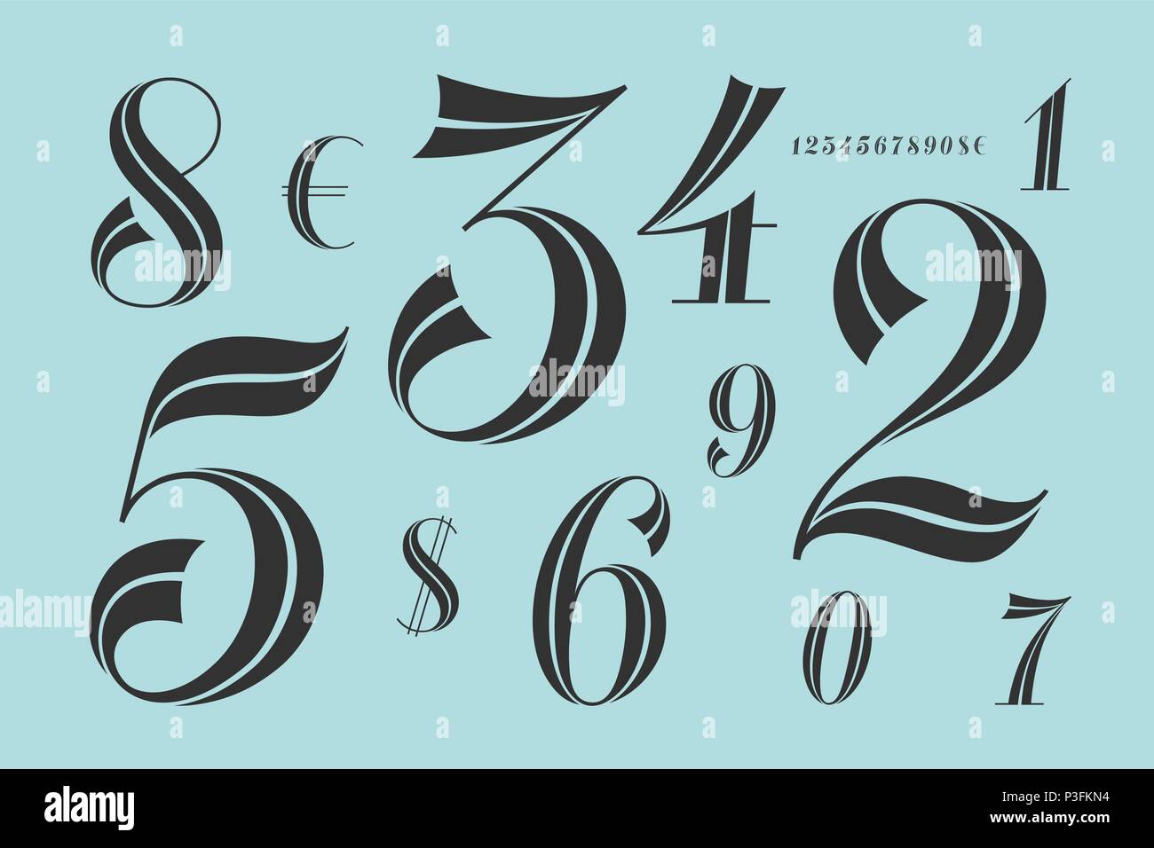 Font di numeri. Elegante elegante font Immagine e Vettoriale - Alamy