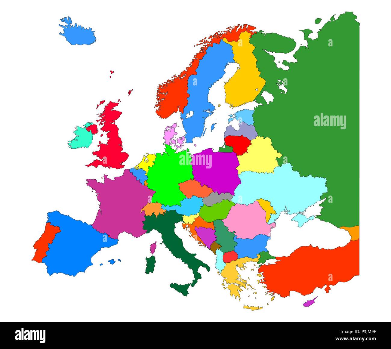 Mappa di Europa con i confini isolare su sfondo bianco Immagine e ...