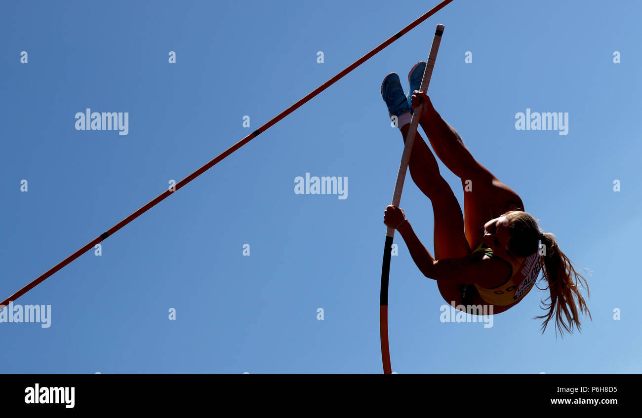 Gran Bretagna Molly Caudery in azione durante le Donne Salto con l'asta ...