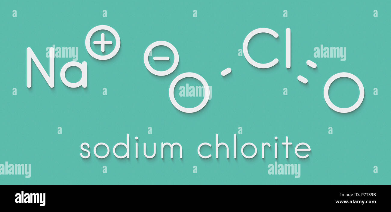 Il clorito di sodio, struttura chimica. Formula di scheletro Foto stock ...