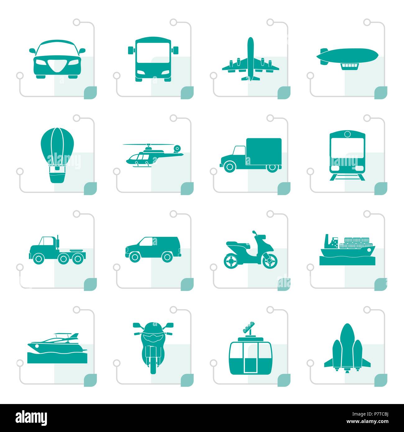 Stilizzata viaggi e trasporti icone - vettore icona impostare Immagine ...