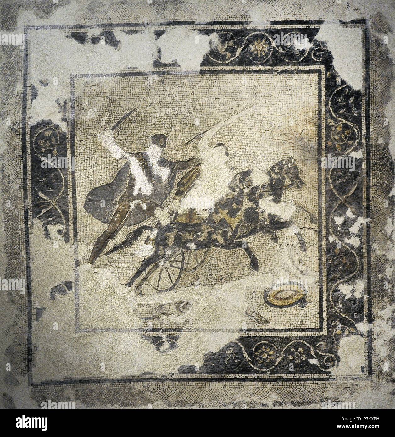 Edipo e Laius. Mosaico romano. 1-49 annuncio. Da Avella. Campania. L ...