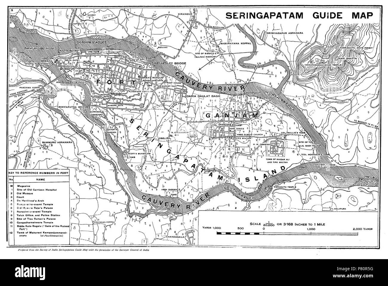 Mappa di Srirangapatna . 1931 345 Seringapatam 1931 Foto stock - Alamy