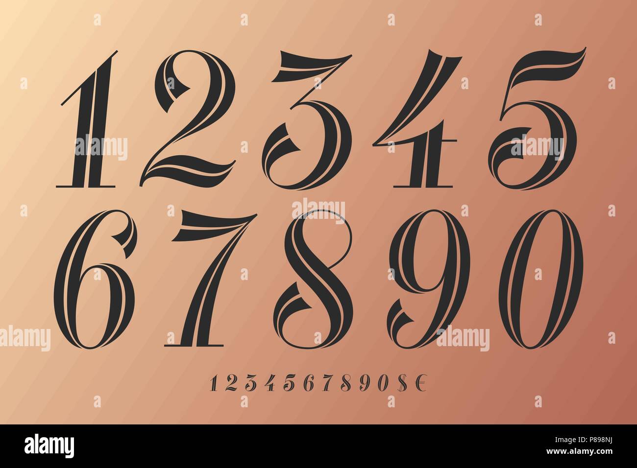 Font di numeri. Elegante elegante font Immagine e Vettoriale - Alamy