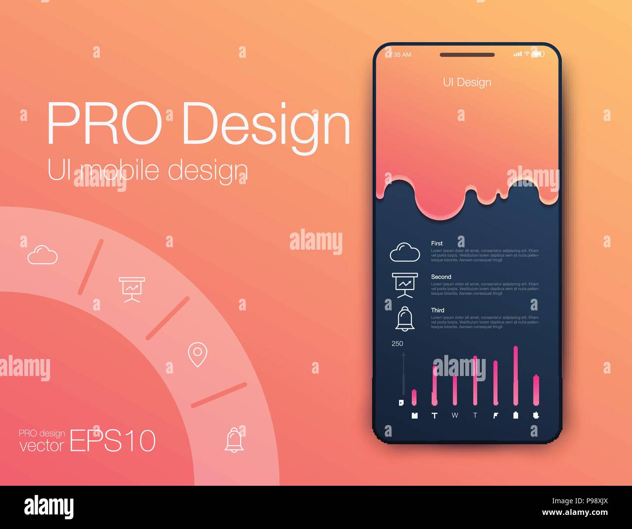 Interfaccia utente con infographics con grafici e tabelle in design ...