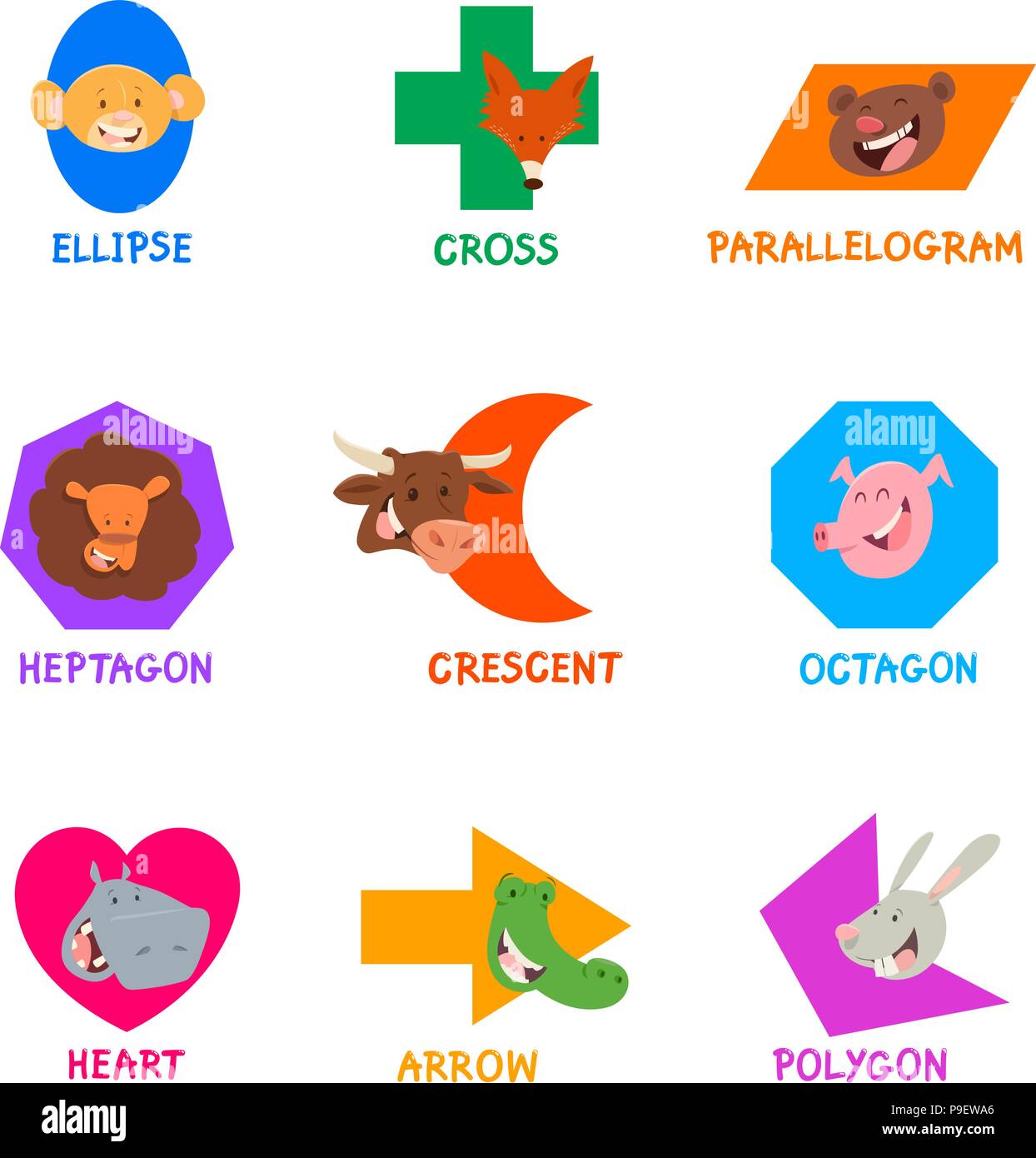 Cartone animato educativo illustrazione delle forme geometriche di base ...