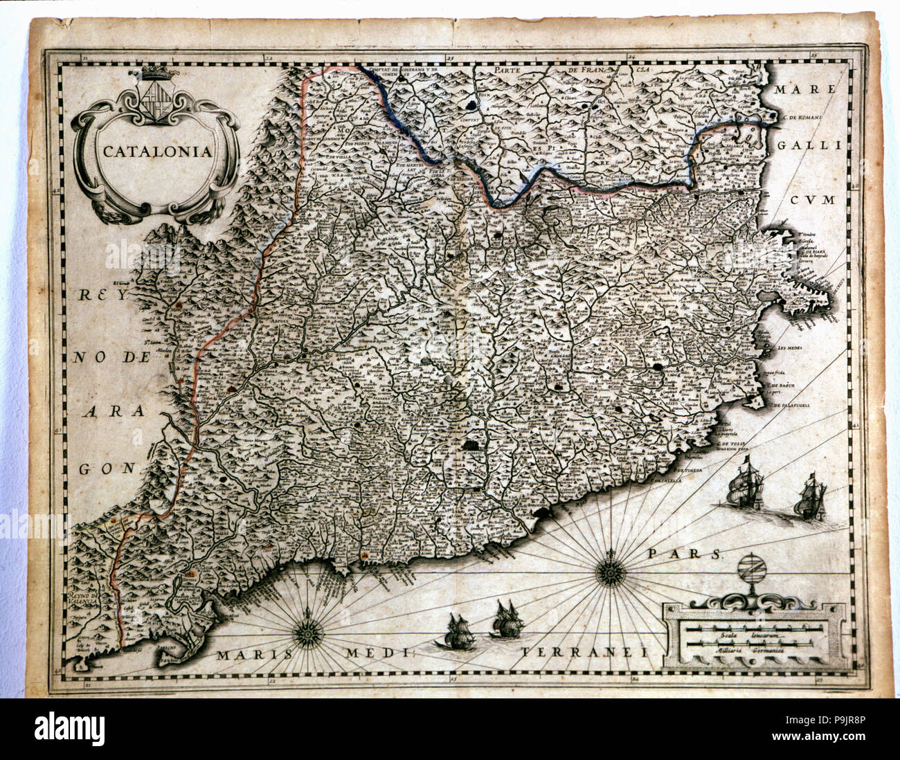 Mappa colorata della Catalogna, dal "Geographia Blaviana" o "Theatrum ...