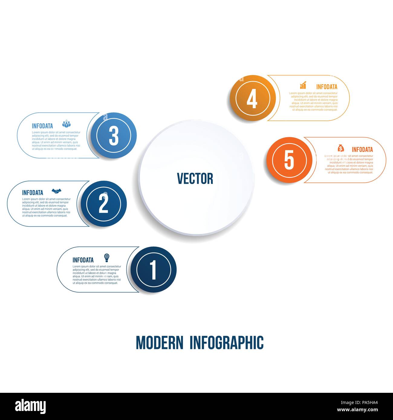 Infografico moderno. Modello grafico di presentazione di 5 opzioni ...