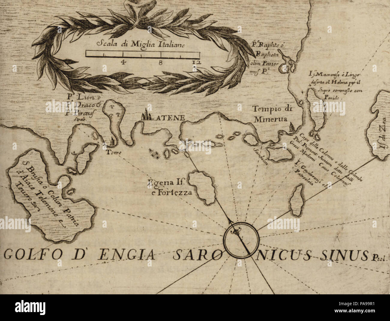 166 Mappa della costa di Attica, inserimento di Atene Pireo e le isole ...