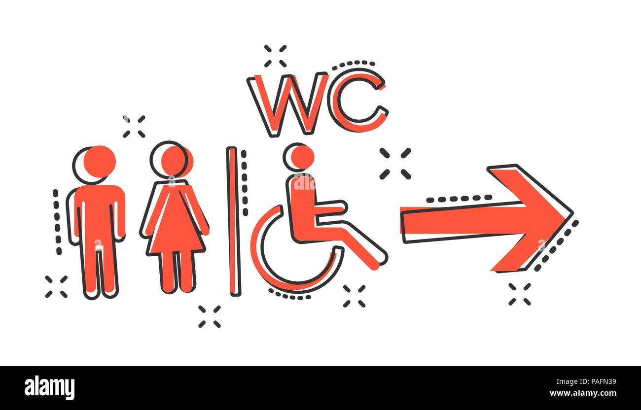 Vector cartoon WC, WC icona in stile fumetto. Gli uomini e le donne ...
