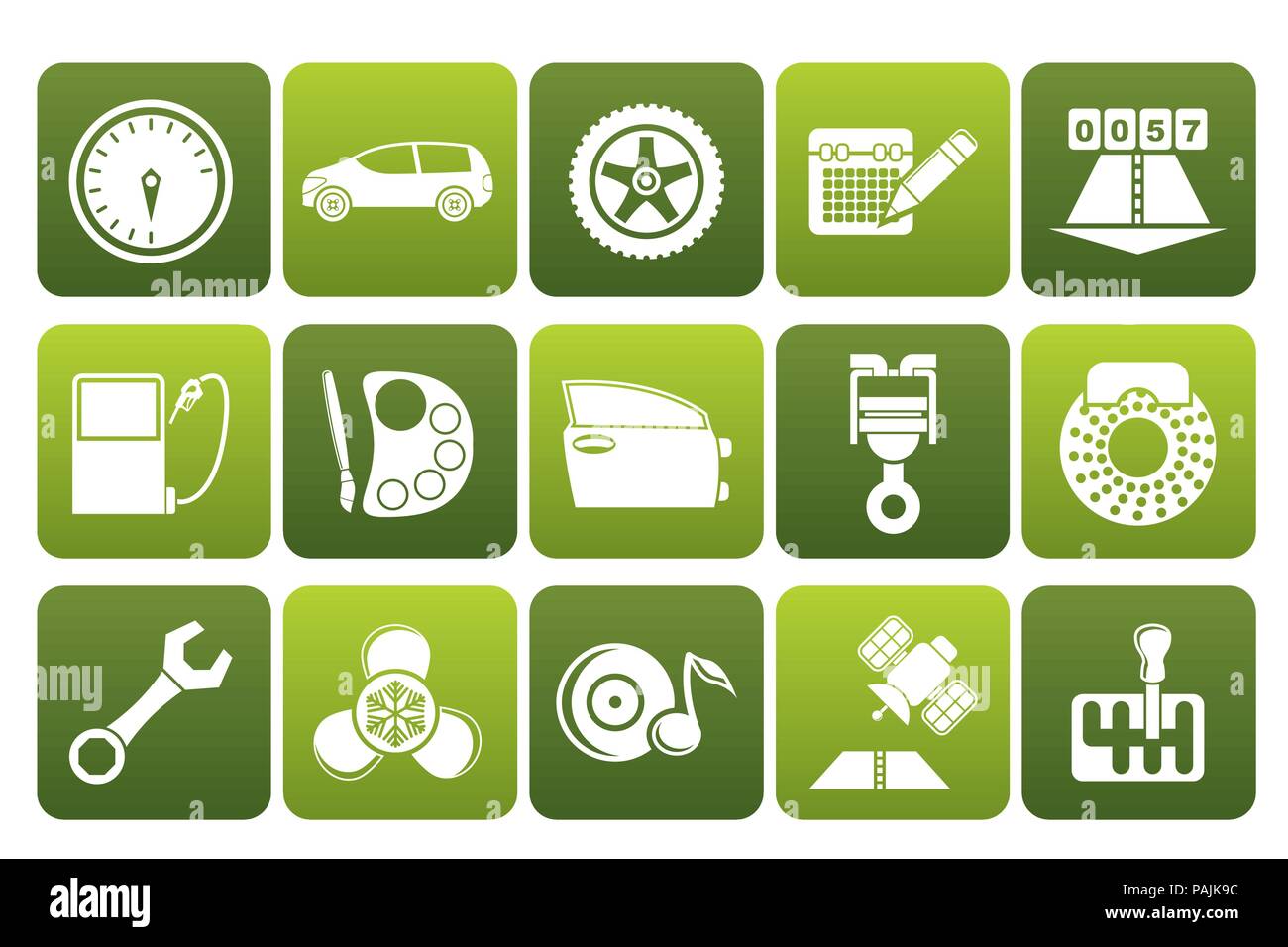 Piatto di parti per auto, servizi e caratteristiche icone - vettore ...