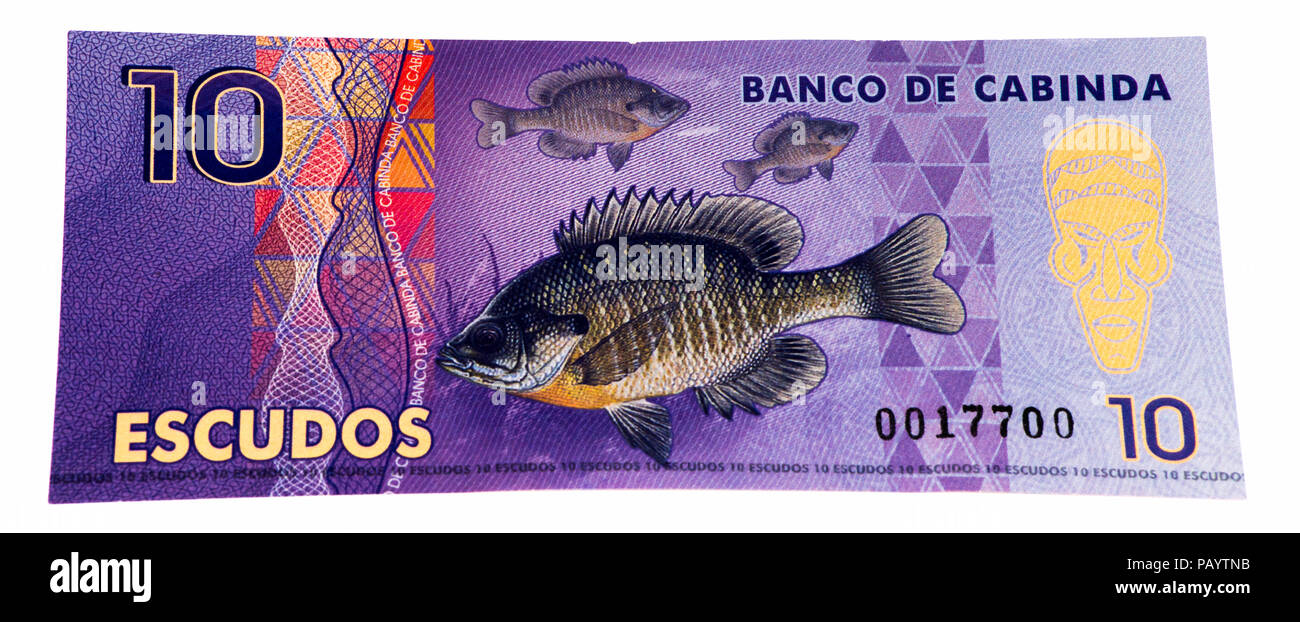 10 escudos banconota. L'escudo è la moneta della provincia di Cabinda ...