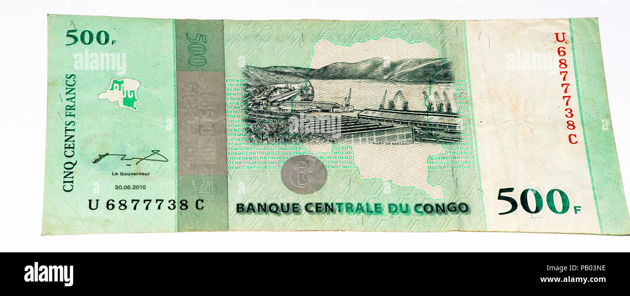 500 franchi congolesi nota banca del Congo. Franco Congoles è la moneta ...